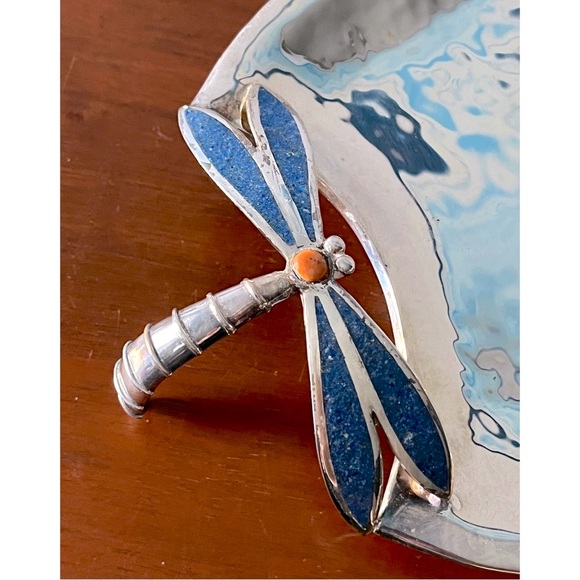 Emilia Castillo | Dining | Emilia Castillo Signed Sterling Silver Dragonfly Tray Lapis Lazuli ...